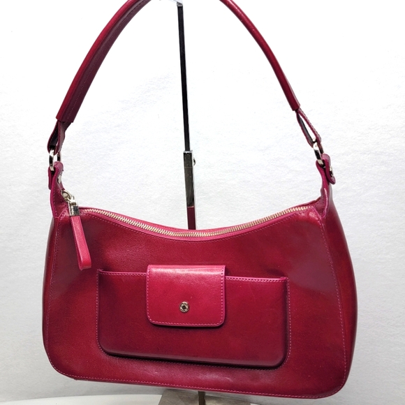 Monsac | Bags | Monsac Original Cranberry Red Leather Shoulder Bag P32 ...